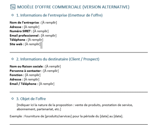 🧾 Modèle Word de L’Offre Commerciale