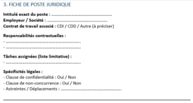 Les différents types de fiches de poste
