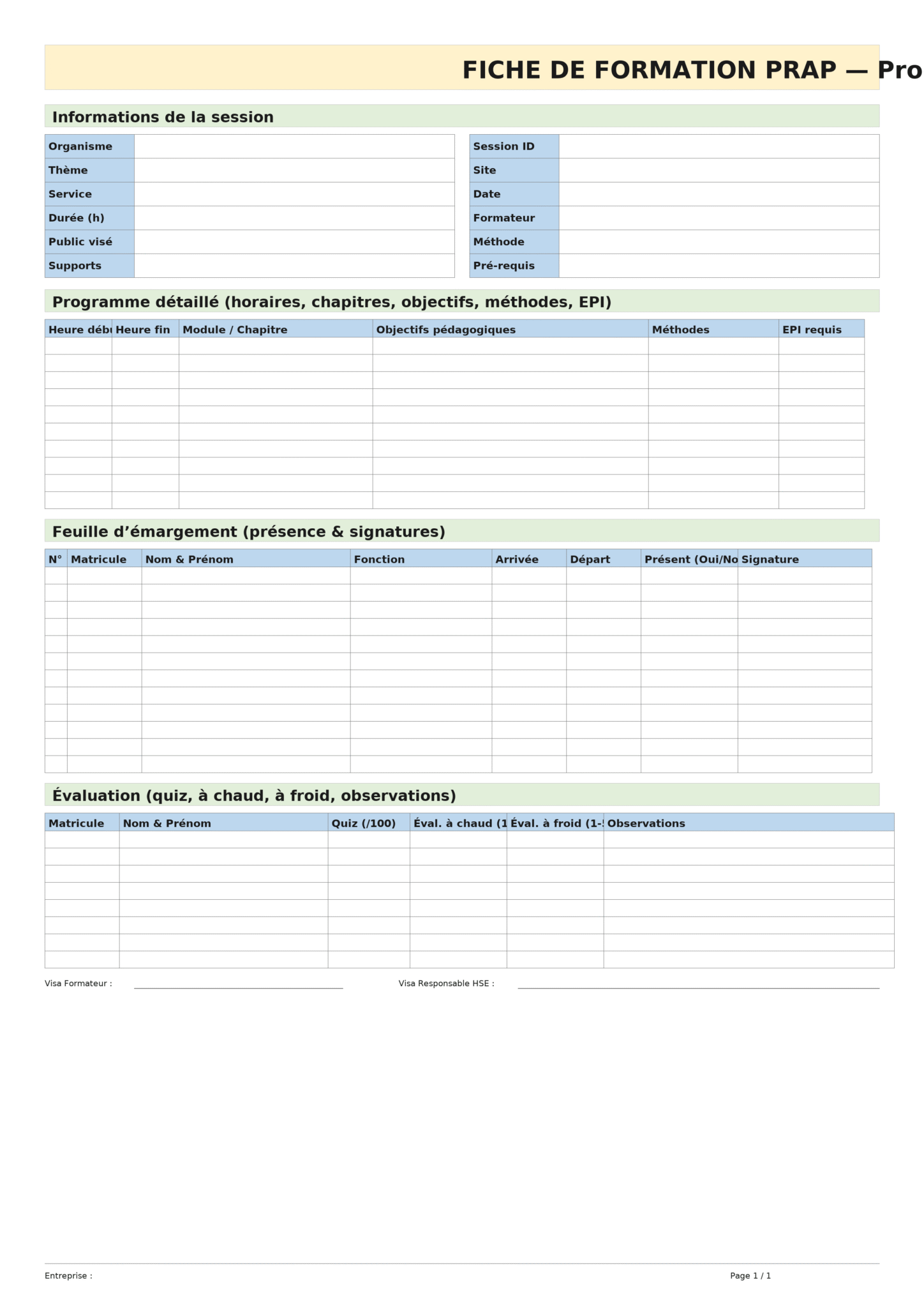 Programme et Fiche Formation PRAP