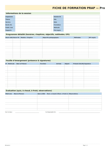 Programme et Fiche Formation PRAP