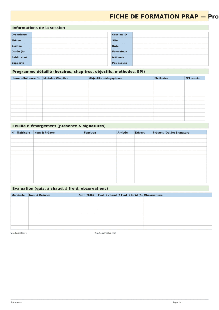 Programme et Fiche Formation PRAP