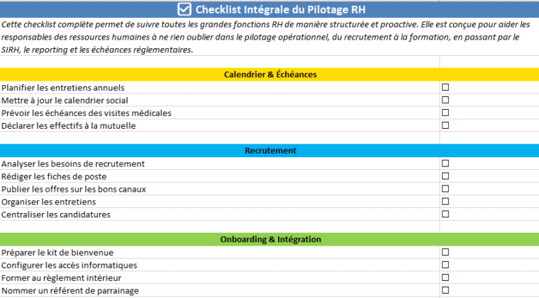 Checklist de Pilotage RH à Télécharger