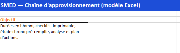 SMED dans la chaîne d’approvisionnement : Modèle Excel
