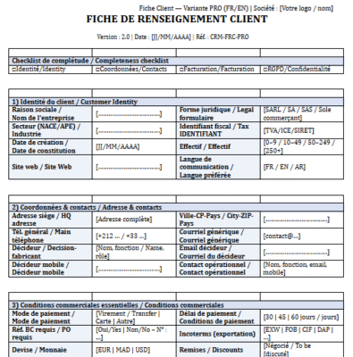 Modèle de tableau de Benchmarking dans Excel