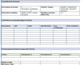 La fiche de demande d’achat dans Word