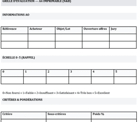 Grille d’évaluation des réponses à appel d’offres : modèles Word