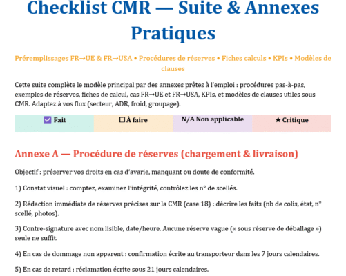 Savoir sur le Transport CMR et outil - checklist+ Calculateur Excel