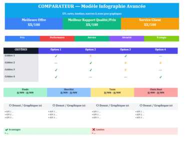 Tableau comparatif : Modèles Excel thématiques + modèles Word