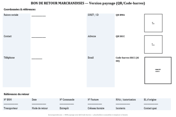 Bon de retour marchandises & bordereau de retour transport
