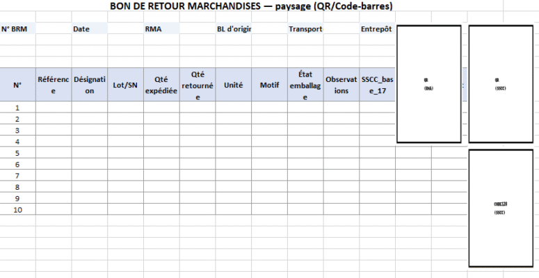 Bon de retour marchandises & bordereau de retour transport