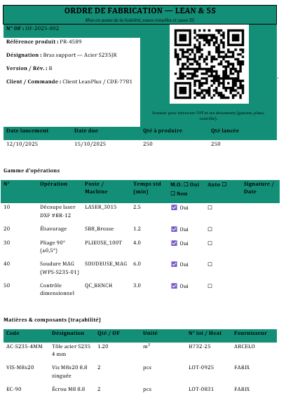 Ordre de fabrication (OF) guide complet + 3 modèles à télécharger