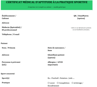 Certificat médical d’aptitude sportive : 2 modèles à télécharger