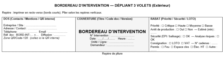 Premier bon d’intervention & bordereau à imprimer (Word)