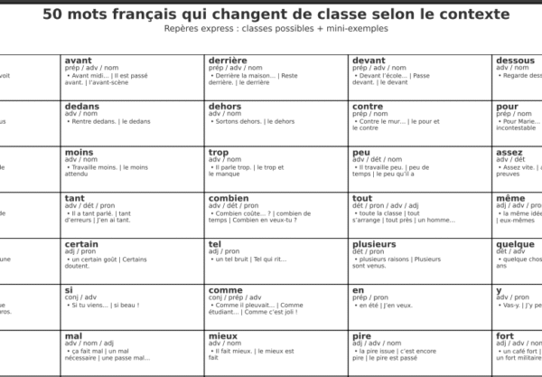 Classe grammaticale et fonction : Fiche méthode + 18 exercices