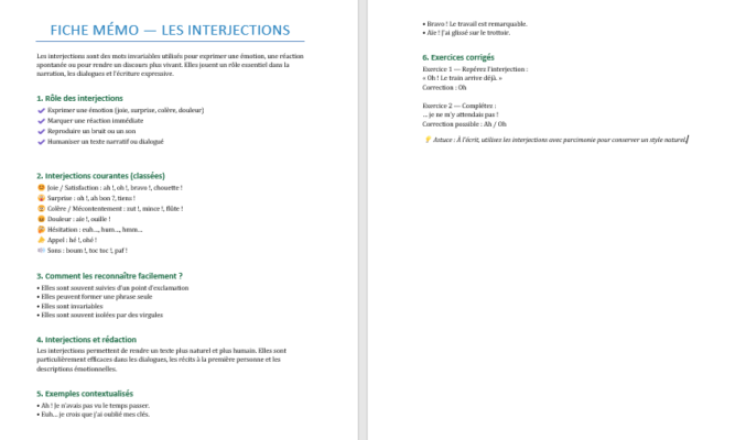 Liste d’interjections : Définition, fiche mémo et exercices corrigés