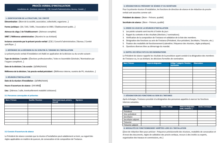 Procès-verbal d’installation : modèle Word - Le Cours Gratuit