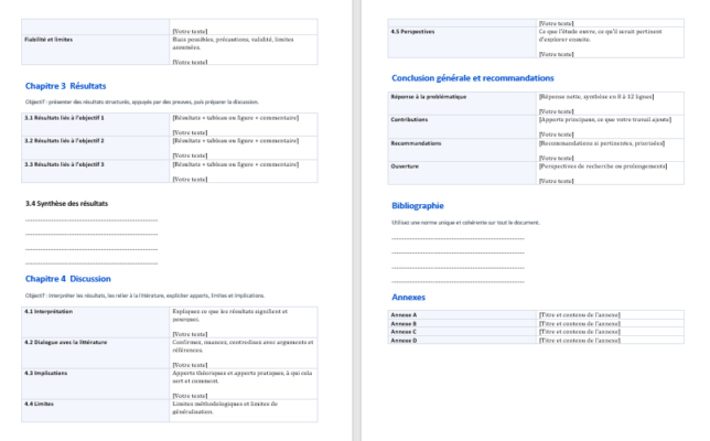 Plan de mémoire de master prêt à copier + modèle Word à remplir