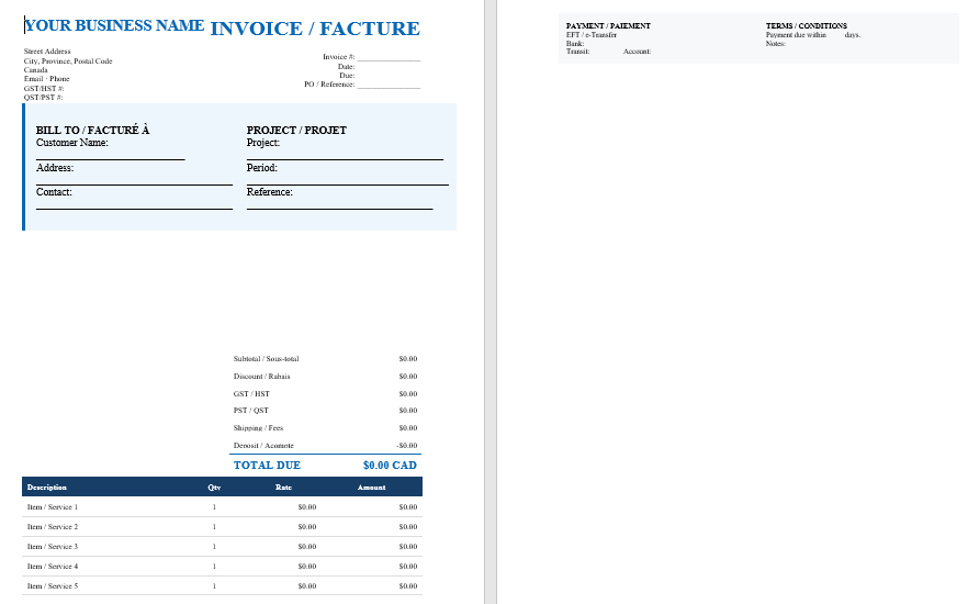 Invoice Generator Canada – Free Online Invoice Builder